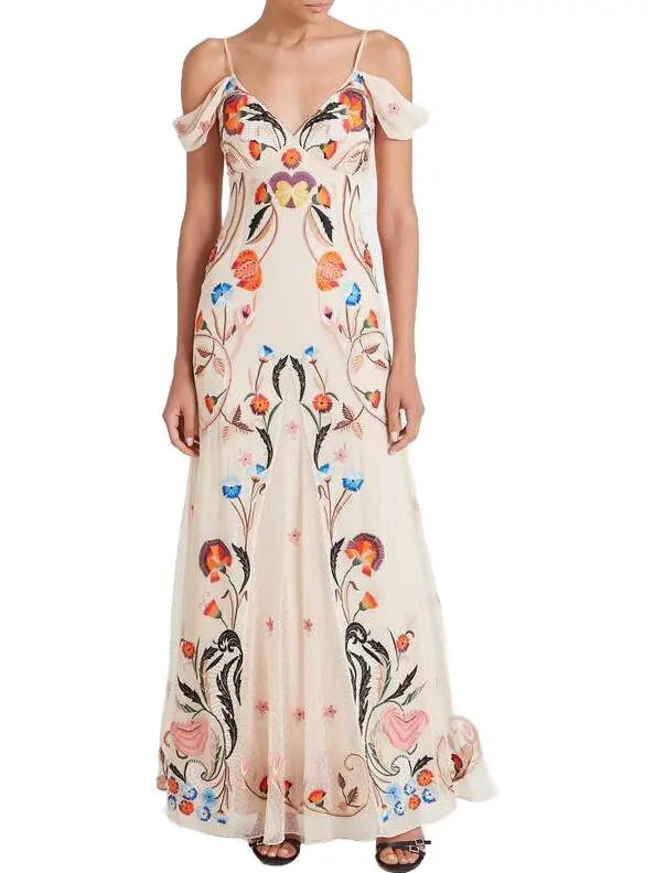 TEMPERLEY LONDON Toledo Strappy Gown - Almond Mix