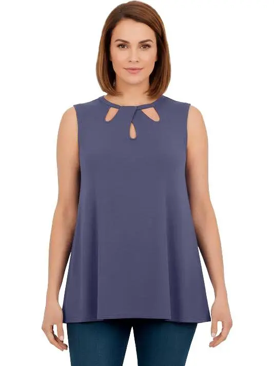 JESSICA LONDON Sleeveless Cutout Knit Tunic - Deep Dusk