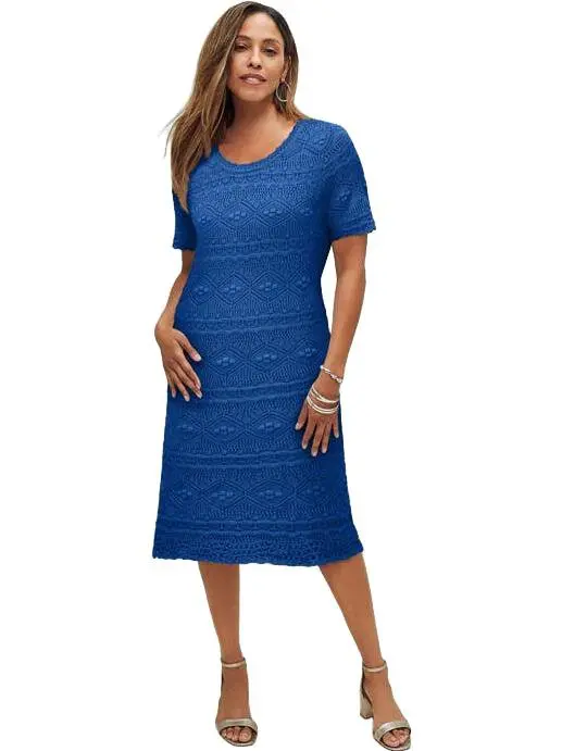 JESSICA LONDON Crochet Lace Dress - Dark Sapphire