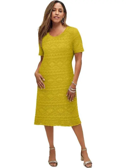 JESSICA LONDON Crochet Lace Dress - Golden Citrus