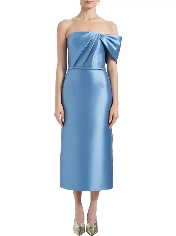 Amsale Bow Detail Strapless Dress - Smokey-blue