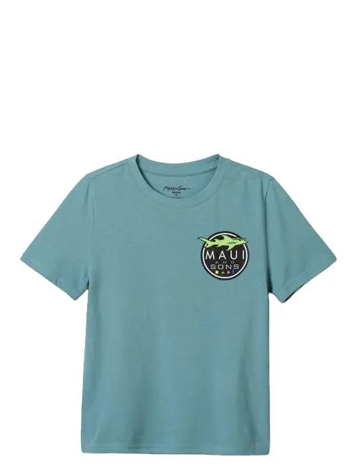 MAUI & SONS Shark Logo Graphic T-shirt - Steel Blue