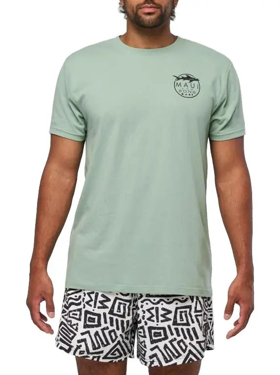 MAUI & SONS Shark Logo Graphic T-shirt - Sage