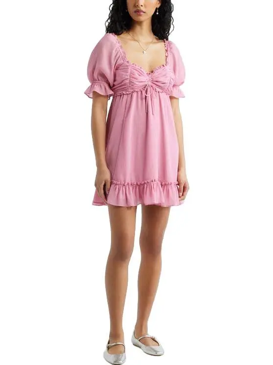 Bp. Chiffon Babydoll Minidress - Pink Vacation