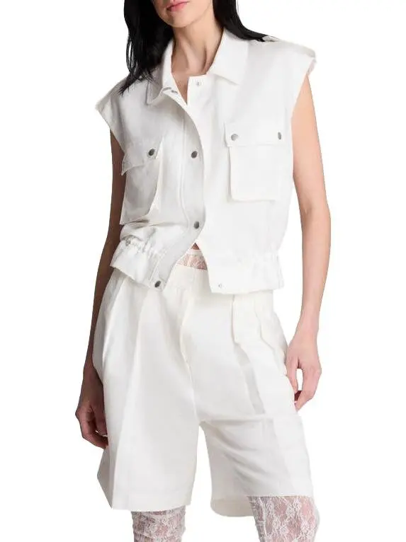 KENNETH COLE Linen-blend Cargo Vest - Pure White