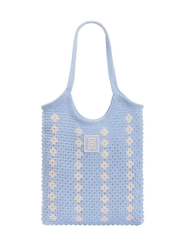 Sandro Two-tone Crochet Mesh Bag - Sky Blue
