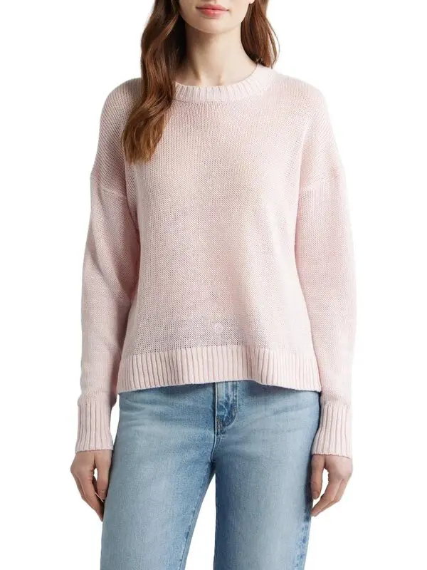 Madewell Linen Drop Shoulder Sweater - Pink Blush