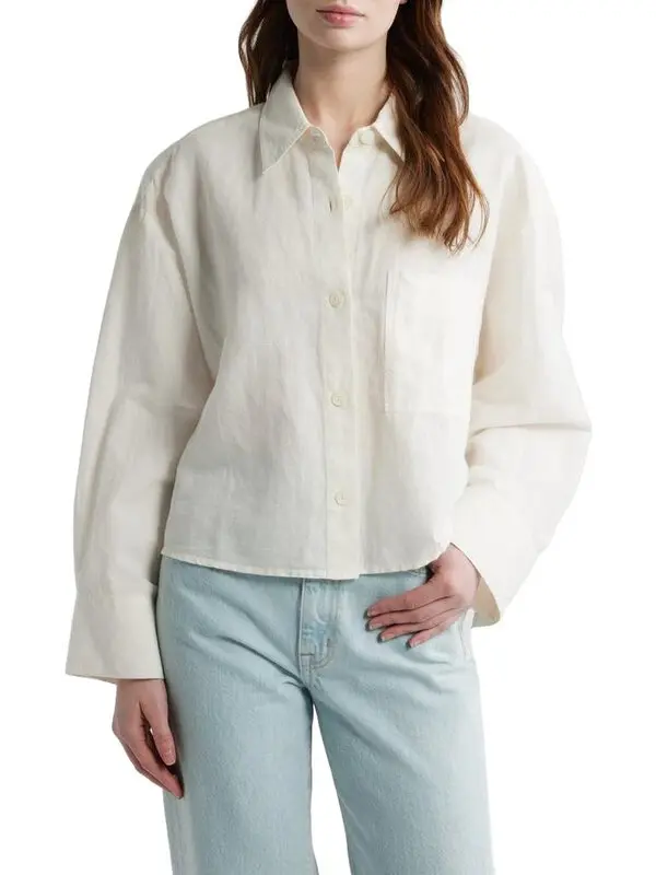 Madewell Linen & Cotton Straight Hem Shirt - Ivory Linen