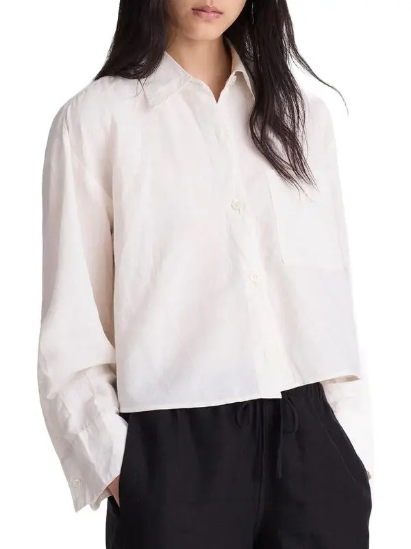 Madewell Linen & Cotton Straight Hem Shirt - Ivory Linen