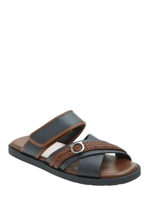 FERRAGAMO Bora Bora Slide Sandal - Navy Midbrown