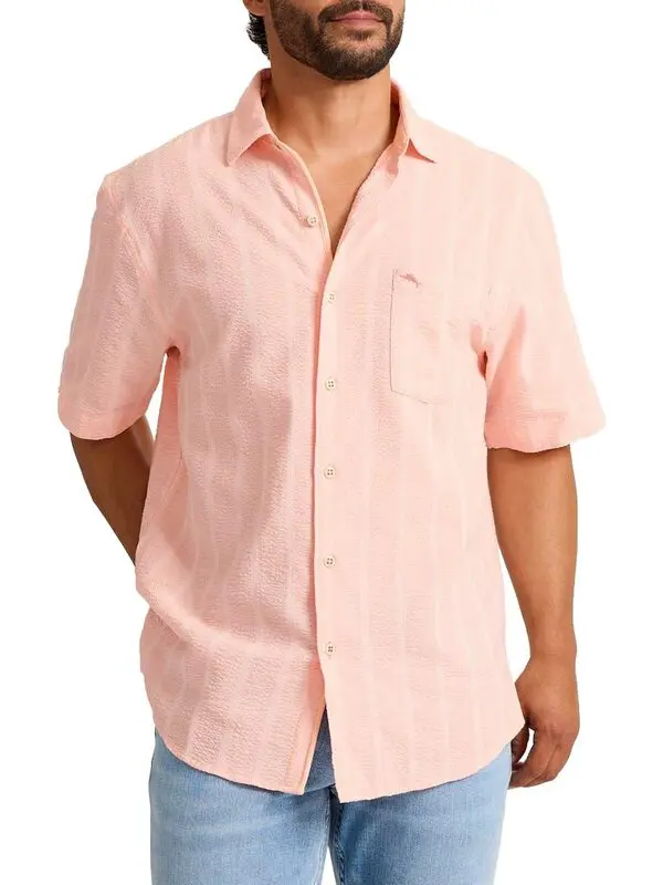 Tommy Bahama Nova Wave Short Sleeve Seersucker Button-up Shirt - Melonie