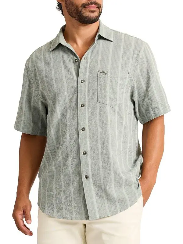 Tommy Bahama Nova Wave Short Sleeve Seersucker Button-up Shirt - Palm Moss
