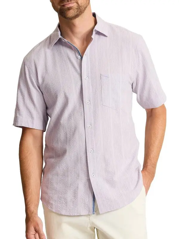 Tommy Bahama Nova Wave Short Sleeve Seersucker Button-up Shirt - Violet Tulip