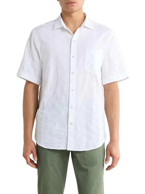 Tommy Bahama Nova Wave Short Sleeve Seersucker Button-up Shirt - White