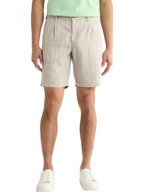 Tommy Bahama Isla Sands Pleated Stripe Linen Blend Shorts - Stone Khaki