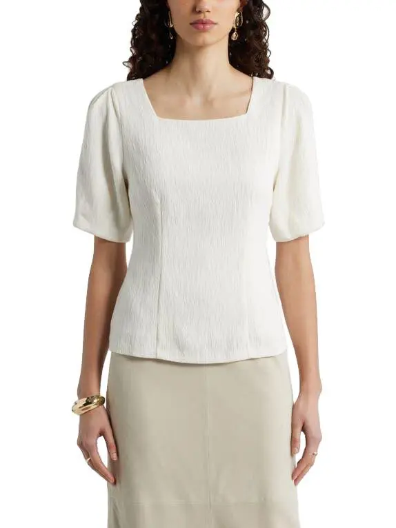 Nordstrom Texture Square Neck Top - Ivory Tofu