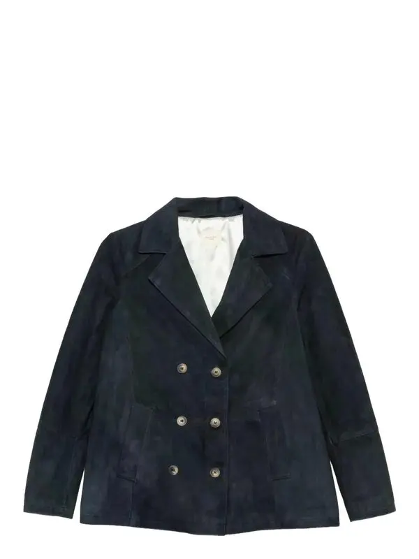MARA BINI Double-breasted Suede Blazer - Blue