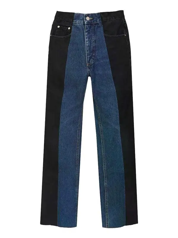 E.L.V. DENIM Paneled Flare Jeans - Black