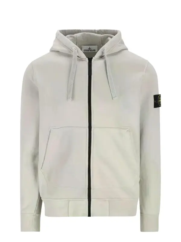 Stone Island Zip Logo Hoodie - Neutrals