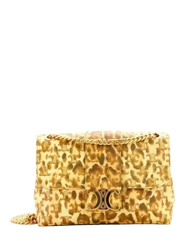 Celine Victoire Flap Printed Triomphe Coated Canvas Medium Shoulder Bag - Neutrals