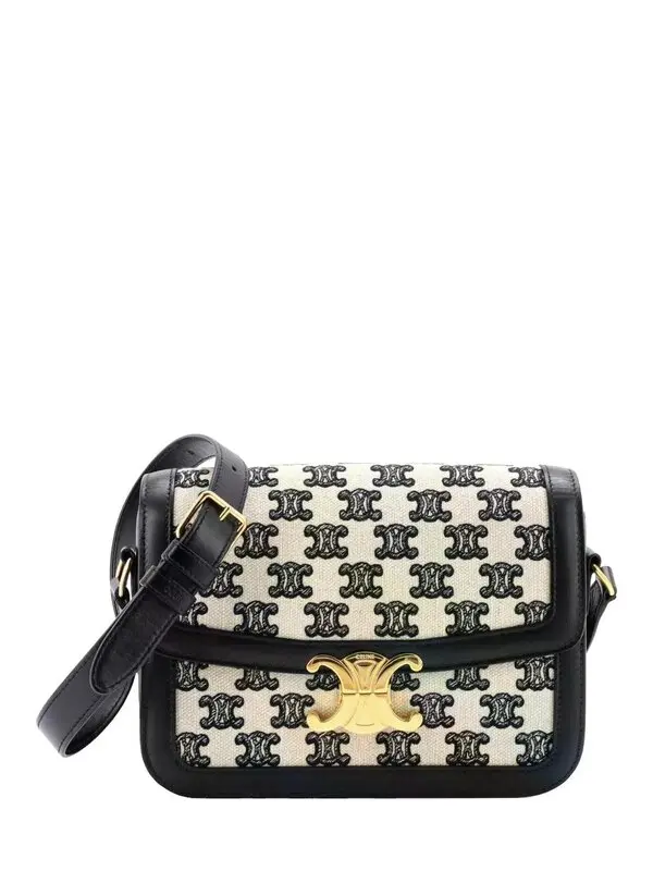 Celine Triomphe Canvas Medium Shoulder Bag - Black