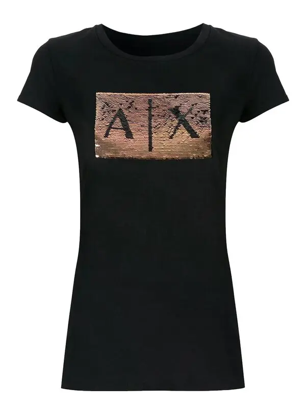 Armani Exchange Sequin-embellished Crew-neck T-shirt - Black
