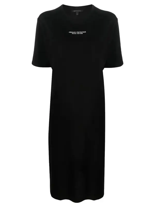 Armani Exchange Logo-print T-shirt Dress - Black