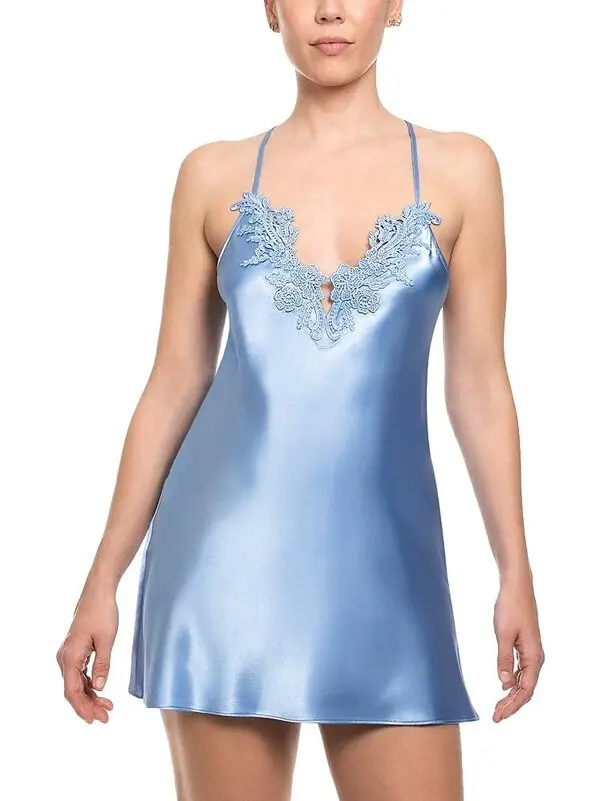 IN BLOOM BY JONQUIL Lace Trim Chemise - Conflower Blue