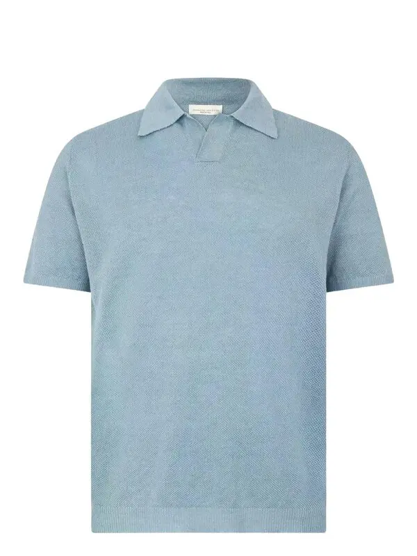 ROBERTO COLLINA Collared Knitted T-shirt - Blue