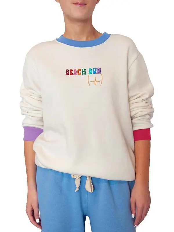 C.BONZ C. Bonz Beach Bum Oversized Crewneck Pullover - White/multi