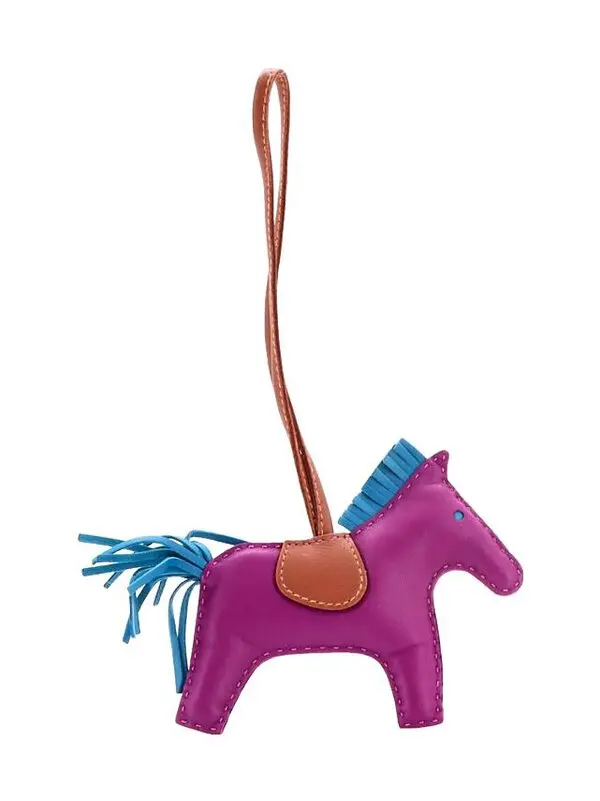 Hermès Mm Grigri Rodeo Leather Bag Charm - Purple/ Blue/ Brown/ Pink