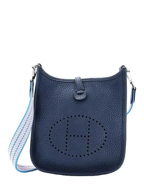 Hermès Tpm Evelyne Gen Iii Clemence Leather Bag - Blue