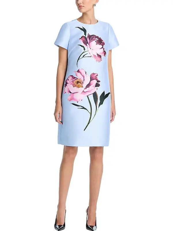Rickie Freeman For Teri Jon Faille Floral Dress - Light Blue Multi