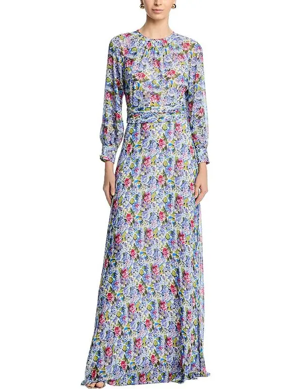 Rickie Freeman For Teri Jon Chiffon Pleated Gown - Multi Colours