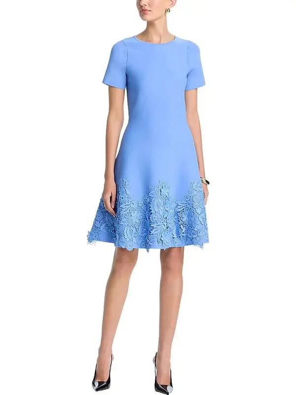 Rickie Freeman For Teri Jon Lace Hem Knit Dress - Periwinkle
