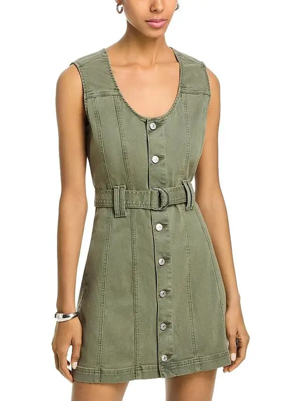 Paige Maxine Belted Mini Dress - Vintage Ivy Green