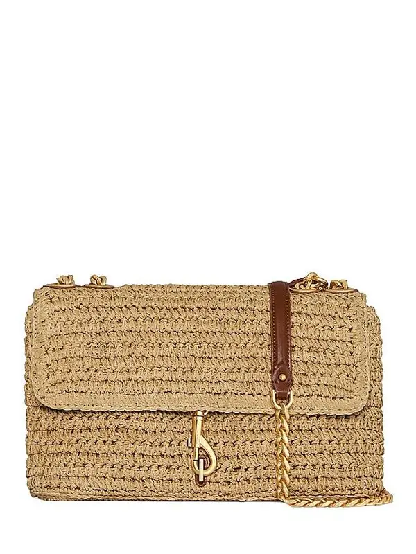 Rebecca Minkoff Edie Medium Raffia Crossbody Bag - Natural/tawny