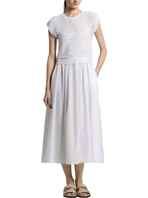 Peserico Crocheted-detail Midi Dress - White