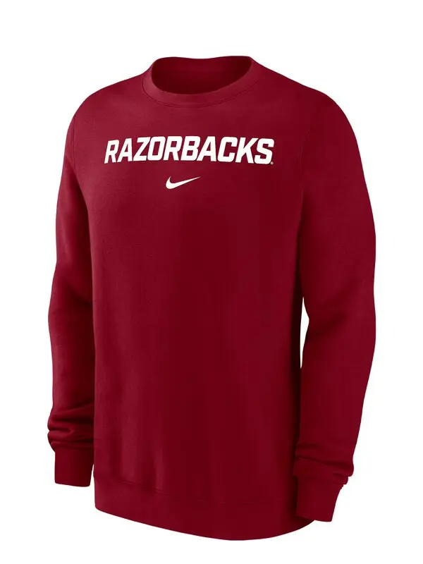 Nike Arkansas Razorbacks Club Fleece Ncaa Pullover Crew-neck Sweatshirt - Red