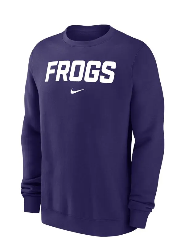 Nike Tcu Horned Frogs Club Fleece Ncaa Pullover Crew-neck Sweatshirt - Purple