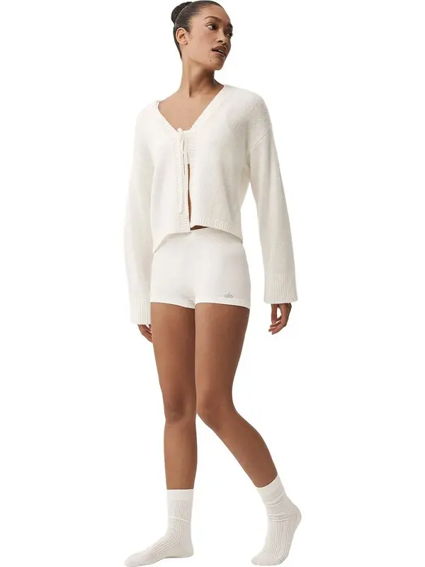 Alo Yoga Wool Cashmere Tie Cardigan Top - Ivory