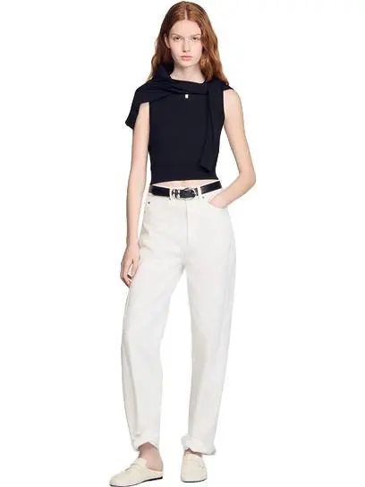 Sandro Sleeveless Cropped Sweater - Stripe