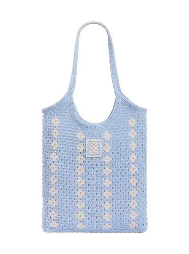 Sandro Two-tone Crochet Mesh Tote - Blue