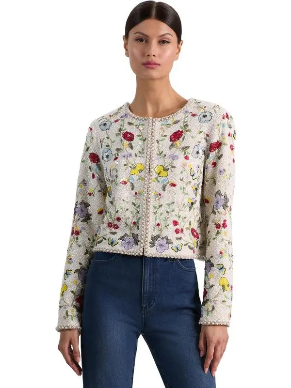 Alice + Olivia Kidman Embellished Jacket - White