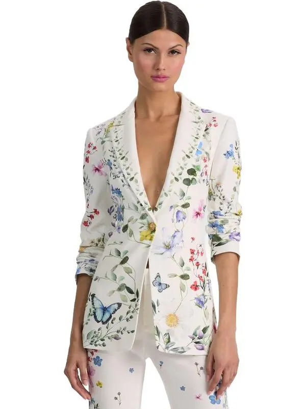 Alice + Olivia Breann Floral Printed Blazer - White