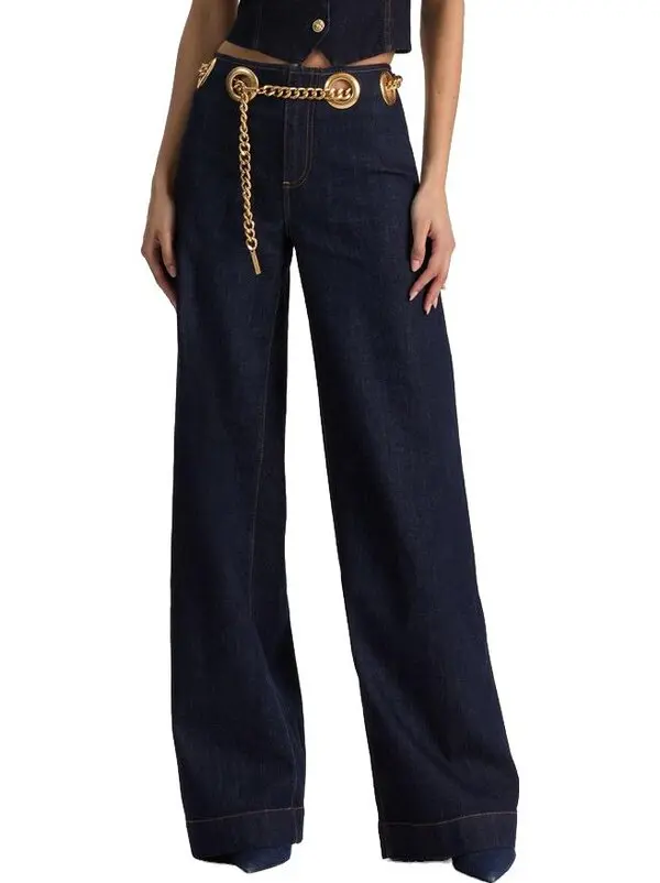 Alice + Olivia Jasper Chain Belt Jean - Denim / Navy