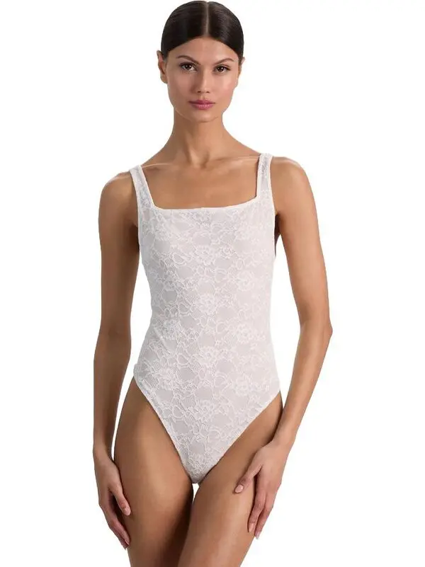 Alice + Olivia Annika Lace Bodysuit - White