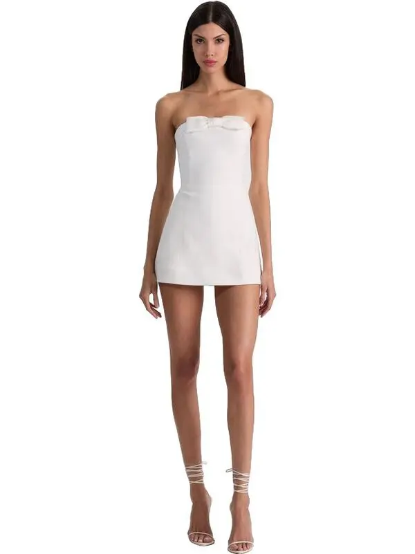 Alice + Olivia Katya Sculpted Bow Romper - White