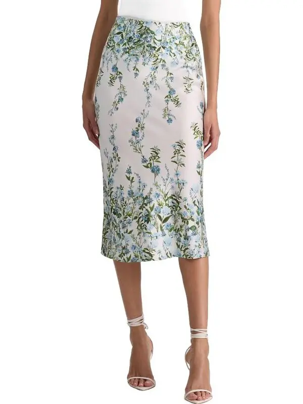 Alice + Olivia Maeve Printed Slip Skirt - Blue