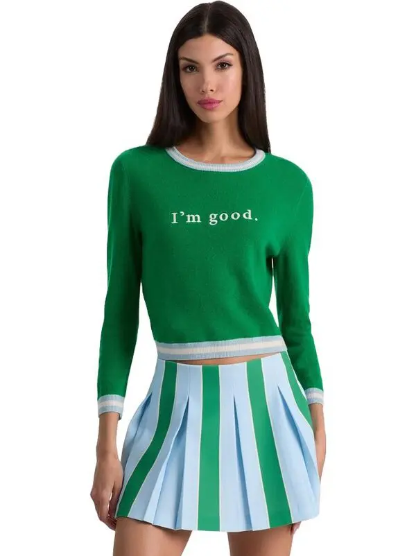 Alice + Olivia Carolann Cashmere Shrunken Pullover - Green
